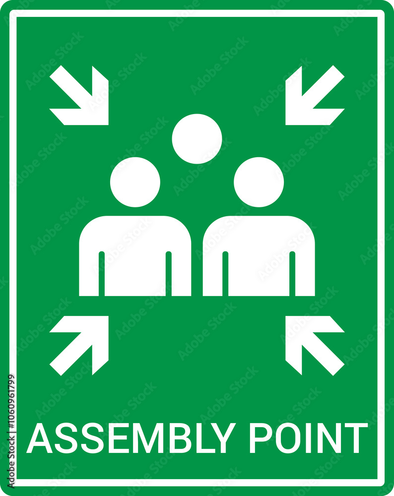 Emergency evacuation assembly point sign. Assembly point icon. Safety ...