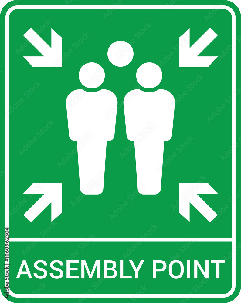 Emergency evacuation assembly point sign. Assembly point icon. Safety ...