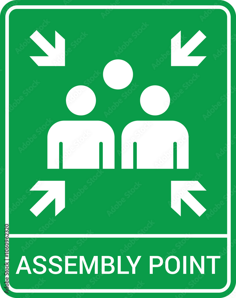 Emergency evacuation assembly point sign. Assembly point icon. Safety ...
