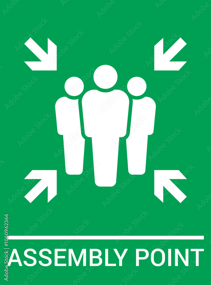 Emergency evacuation assembly point sign. Assembly point icon. Safety ...