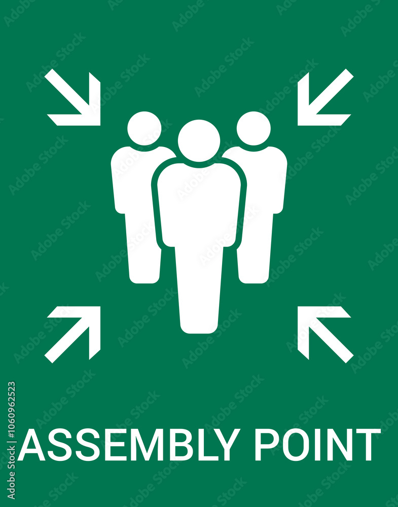 Emergency evacuation assembly point sign. Assembly point icon. Safety ...