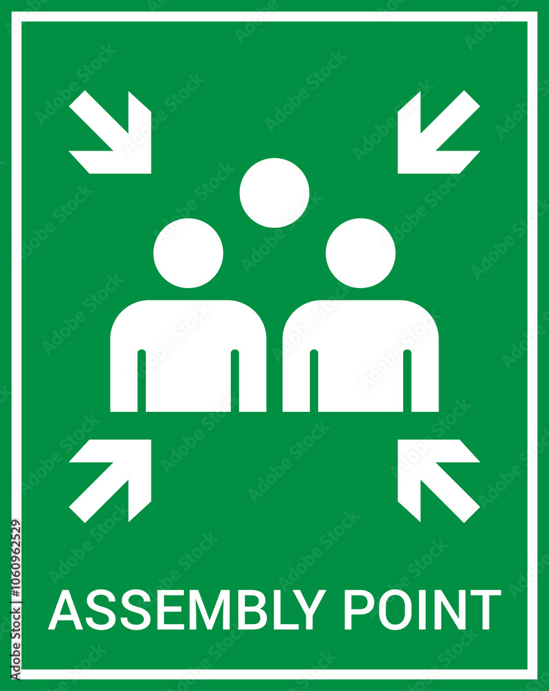Emergency evacuation assembly point sign. Assembly point icon. Safety ...