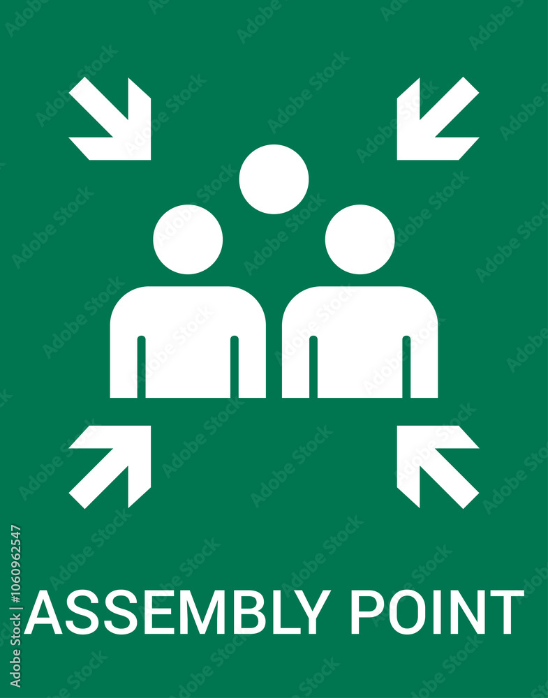 Emergency evacuation assembly point sign. Assembly point icon. Safety ...