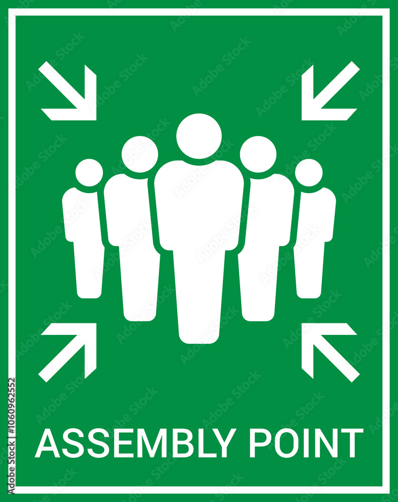 Emergency evacuation assembly point sign. Assembly point icon. Safety ...