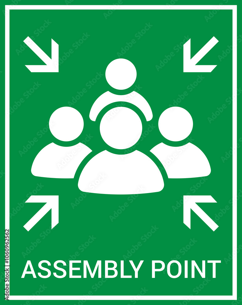 Emergency evacuation assembly point sign. Assembly point icon. Safety ...