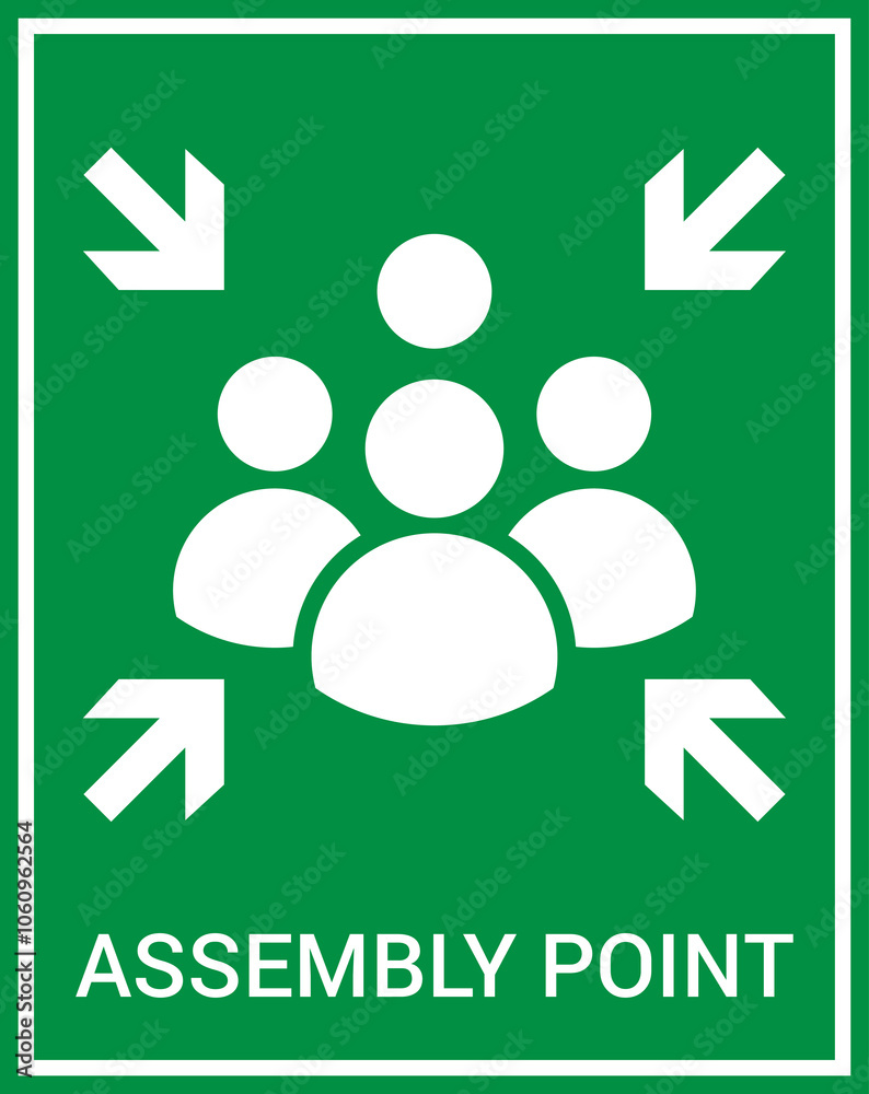 Emergency evacuation assembly point sign. Assembly point icon. Safety ...