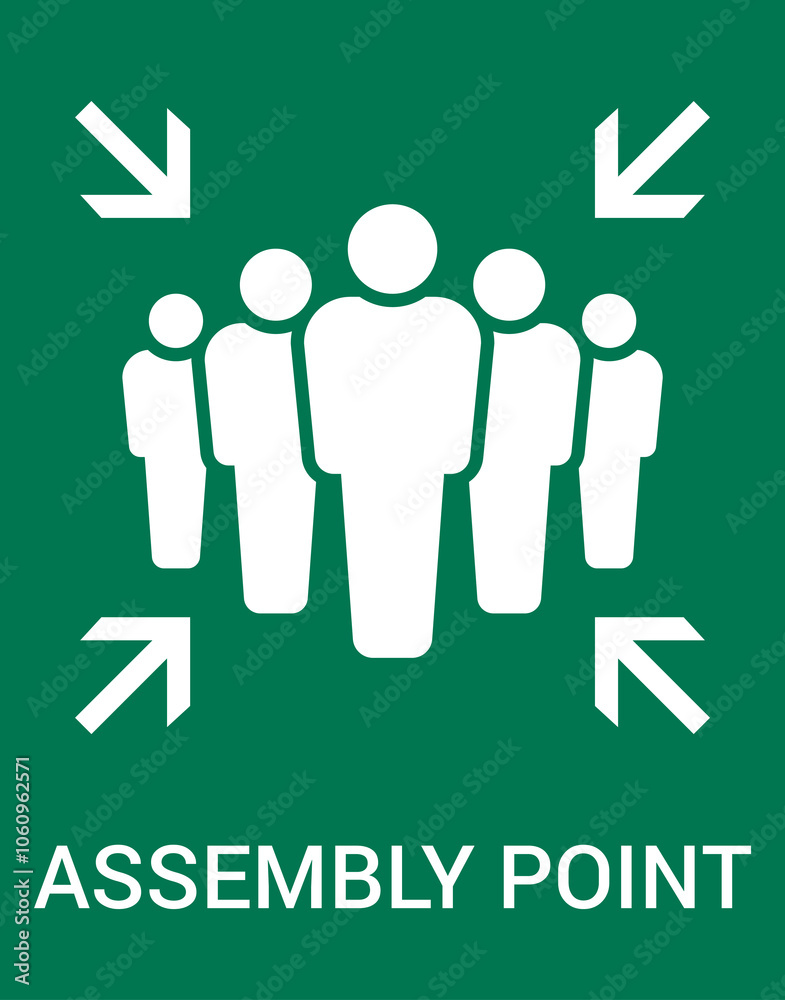 Emergency evacuation assembly point sign. Assembly point icon. Safety ...