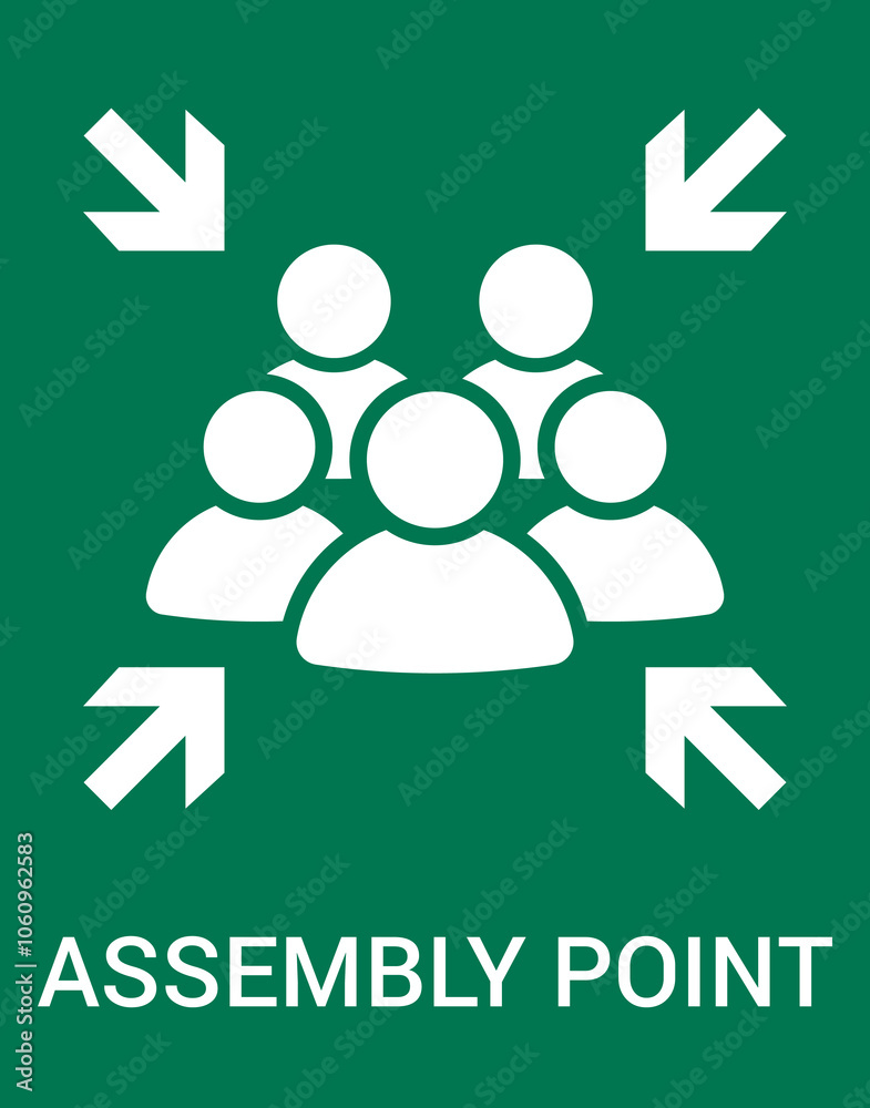 Emergency evacuation assembly point sign. Assembly point icon. Safety ...