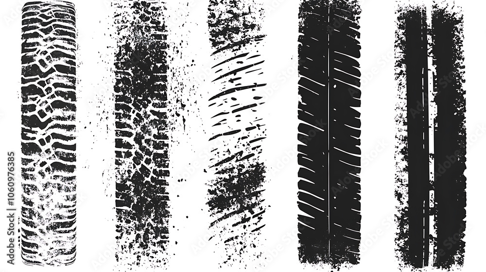 Tire tread marks, wheel textures, tire marks from off, road, rally ...