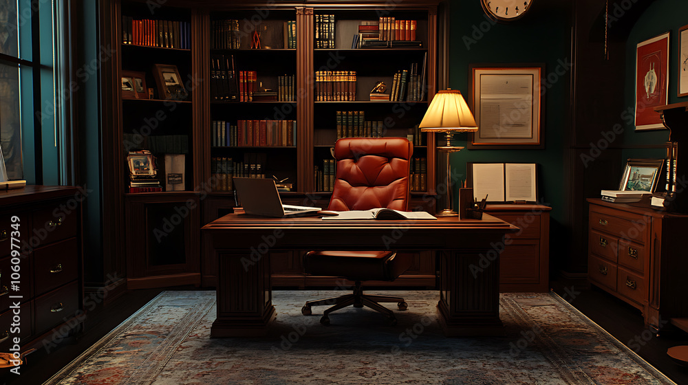 zoom virtual background of office room with bookcase professional ...