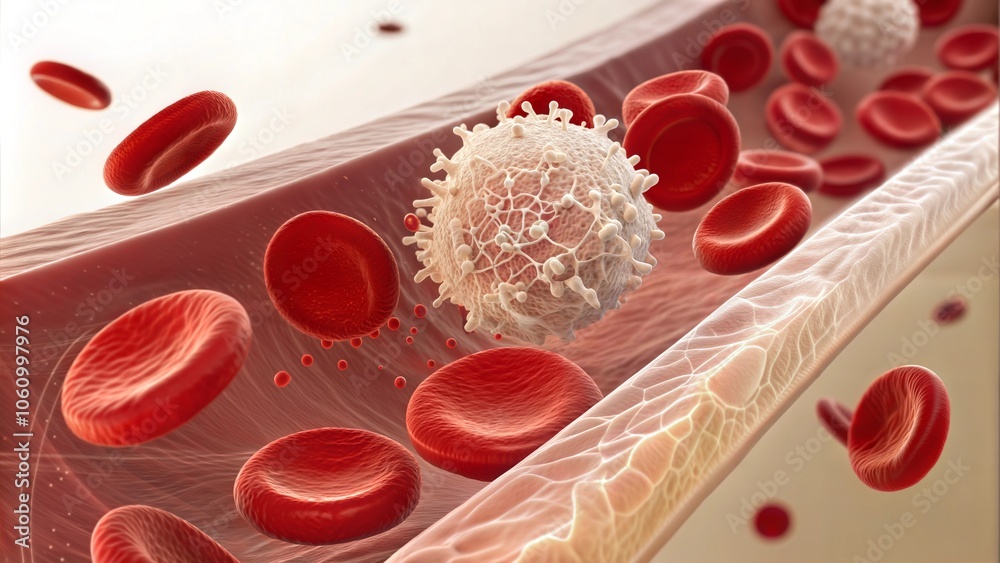 3D illustration of blood clot formation with red blood cells and a ...