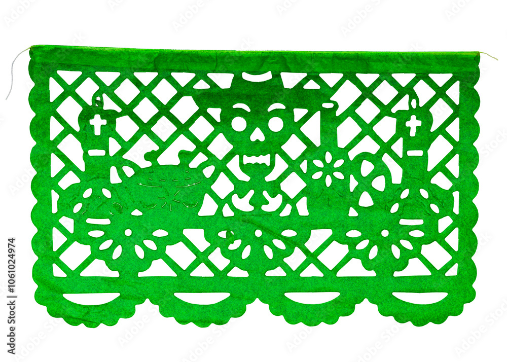 green day of the dead papel picado banner png with altar design Stock ...