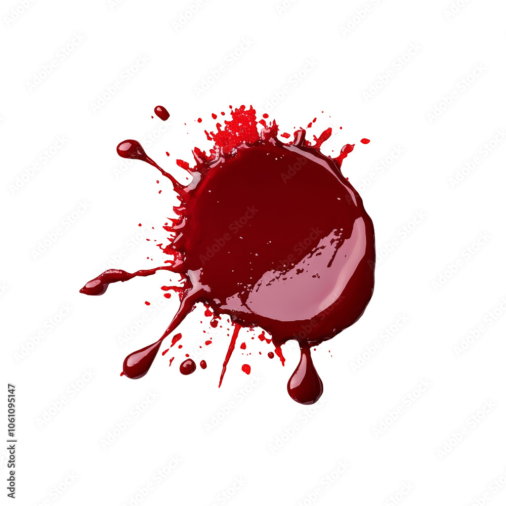 Stock-Illustration „Blood splatter stain splash drip drop red bloodstain blood spill isolated on ...