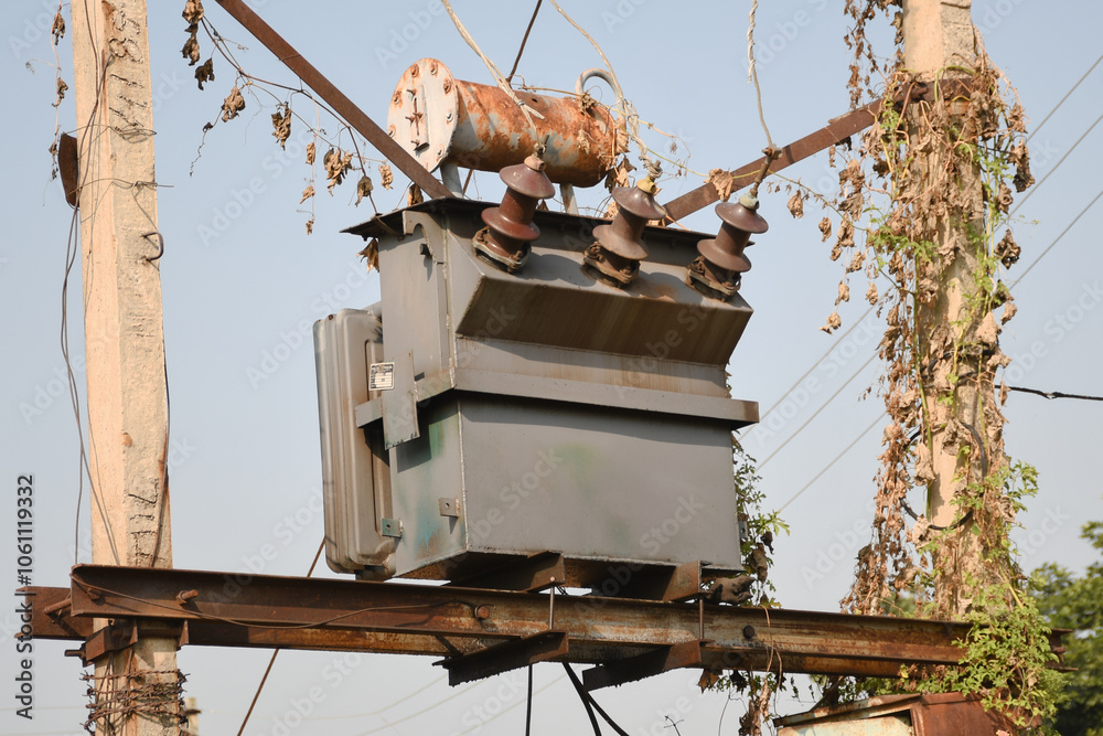 AC high-voltage power transformer. Electrical energy transfer to end ...