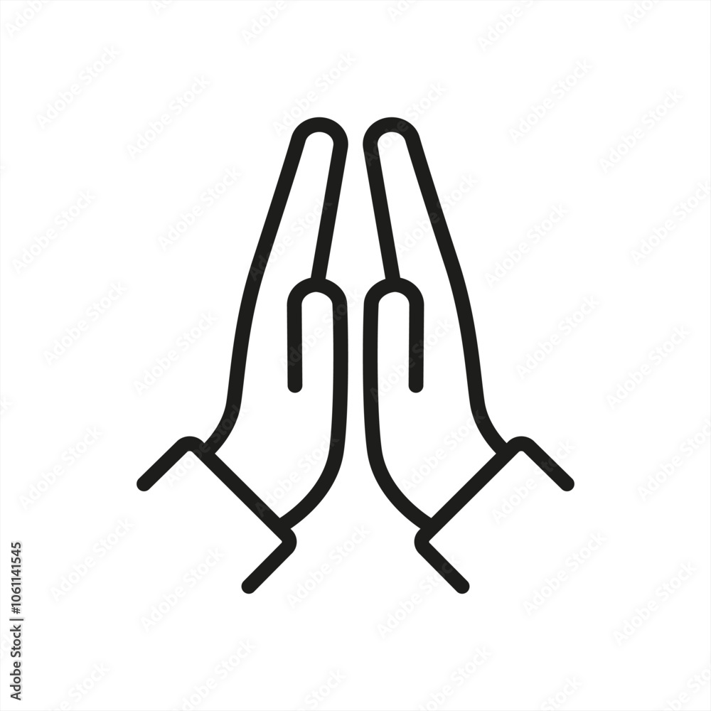 Hands namaste sign on white background. Flat vector namaste icon symbol ...