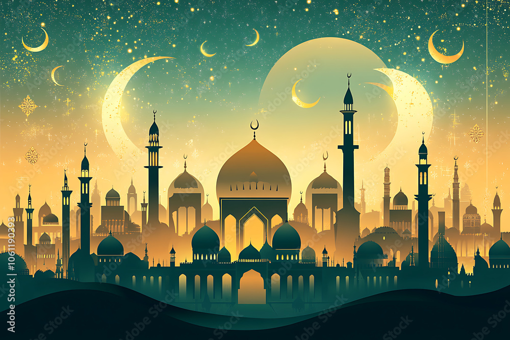 illustration happy new Hijri year. Happy Islamic New Year. Graphic ...