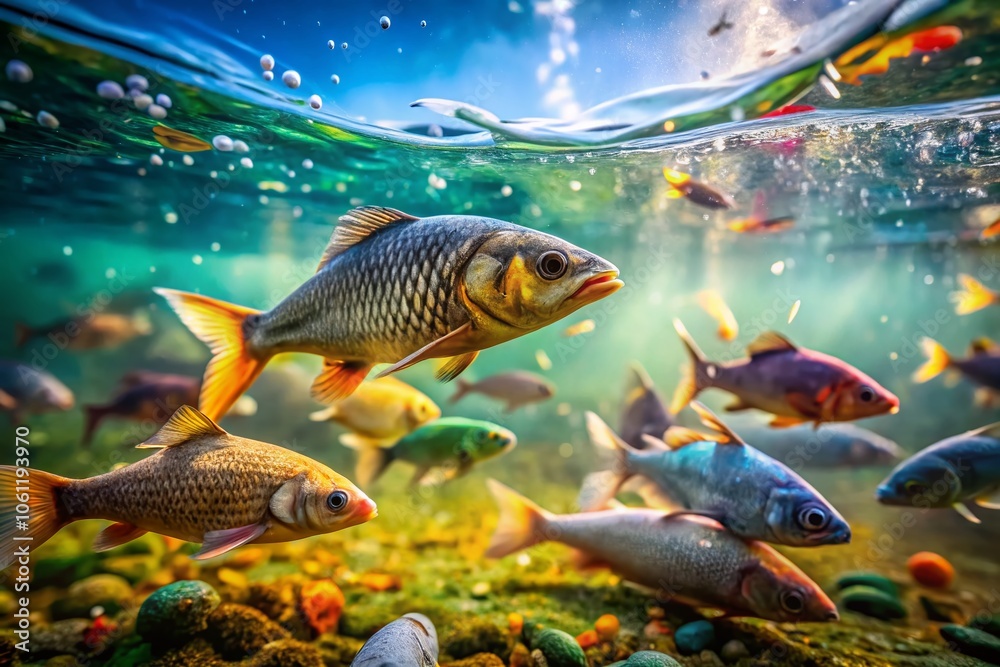 Fish Struggling in Polluted Pond Water - Bokeh Effect, Dirty Water ...