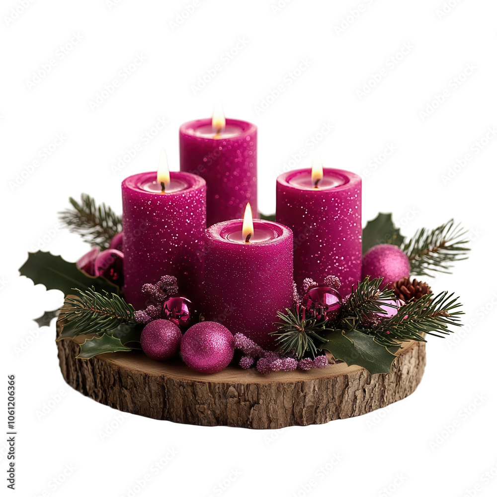 Advent wreath with four candles, isolated on solid white background ...