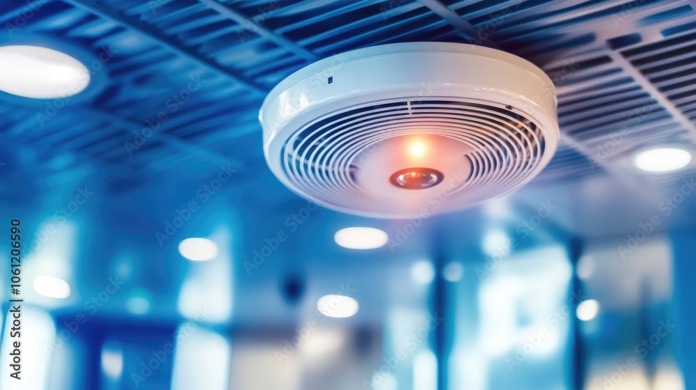 Ceiling Smoke Detector with Illuminated Light Stock Illustration ...