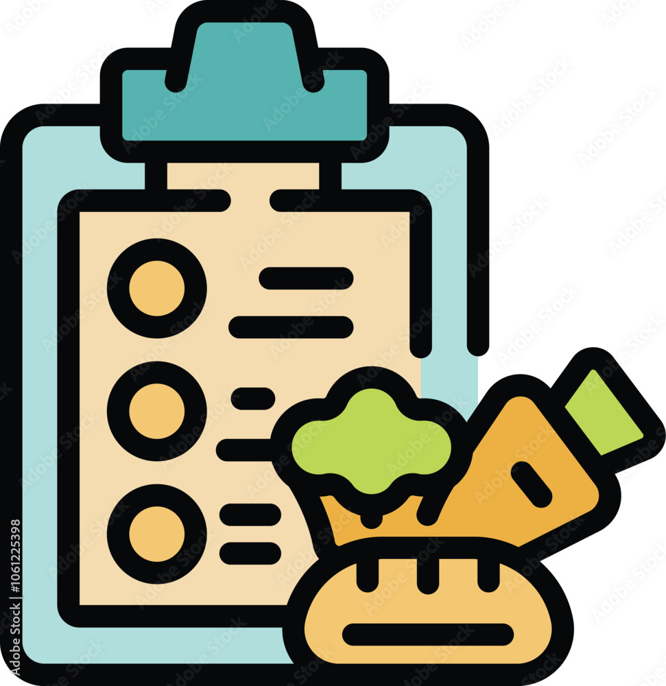 This icon of a clipboard with a healthy food checklist is perfect for ...
