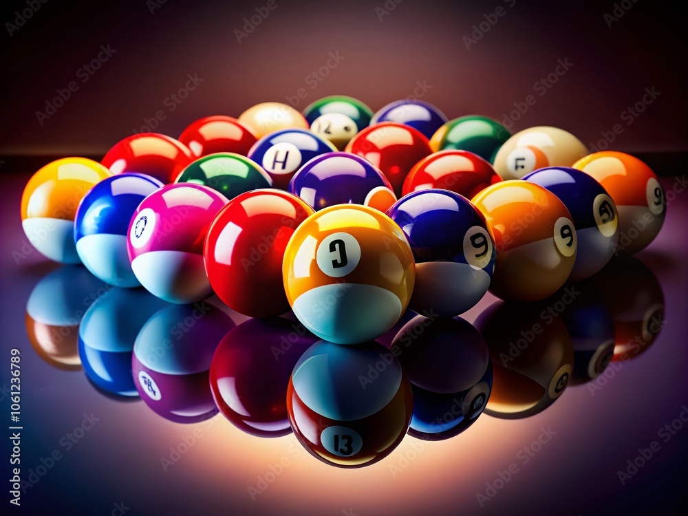 Vibrant Conceptual Photography of Billiard Balls on a Reflective ...