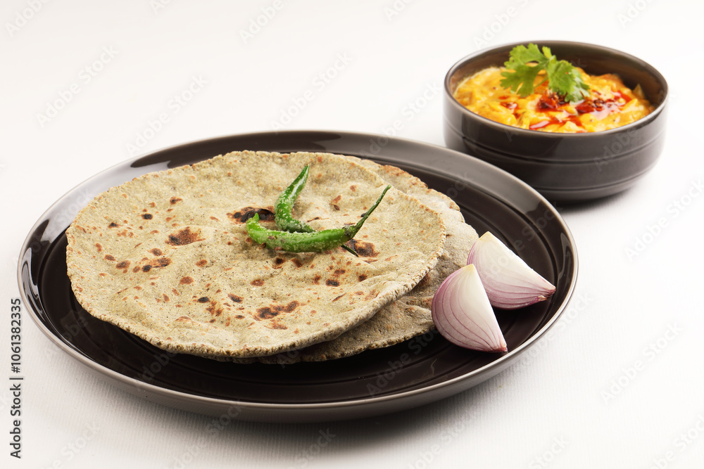 Indian traditional multigrain roti or millet flat bread.Made with chana ...