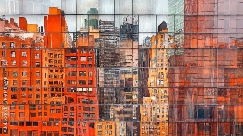 Modern office buildings reflect off each other's glass facades creating ...