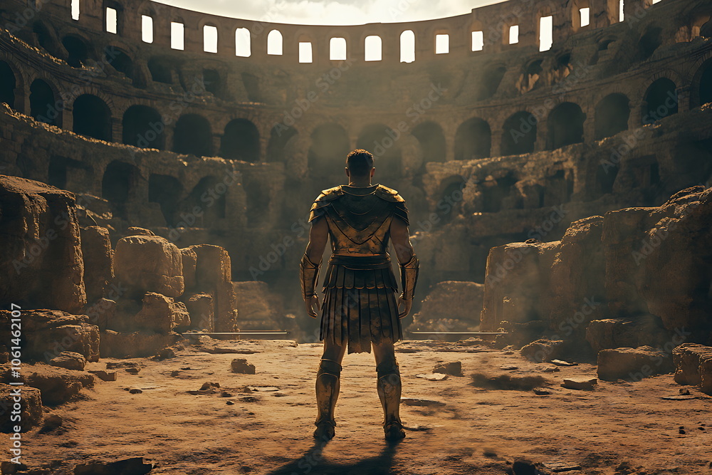 Roman gladiator inside the coliseum, Gladiator inside battle arena ...