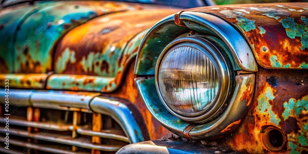 Old Rusty Car Detail in Rule of Thirds Composition for Vintage ...