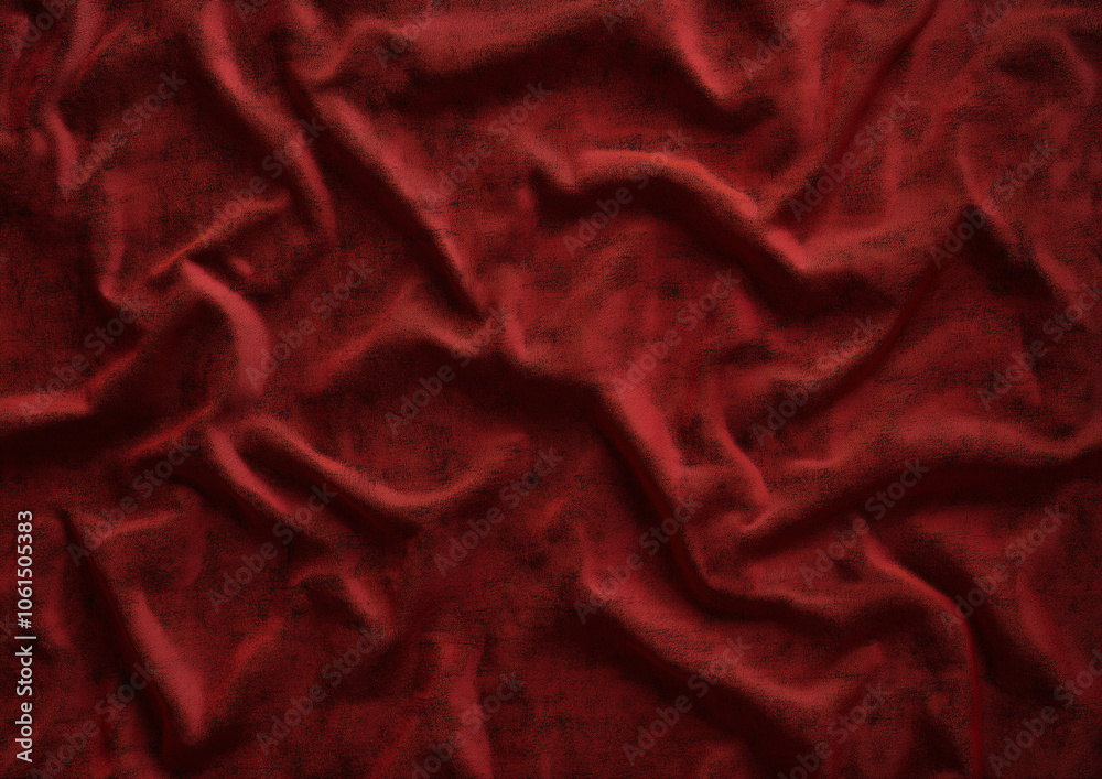 A dark red velvet fabric texture background, with subtle crinkles and ...