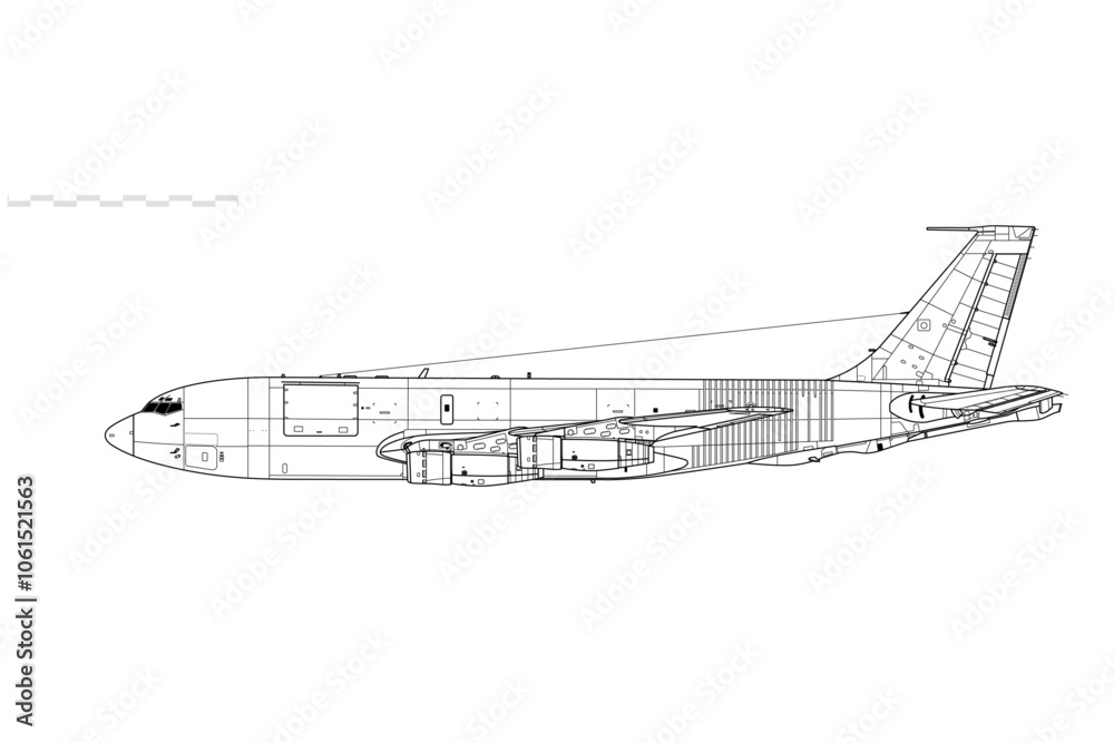 Boeing KC-135E Stratotanker. Vector drawing of aerial refueling tanker ...