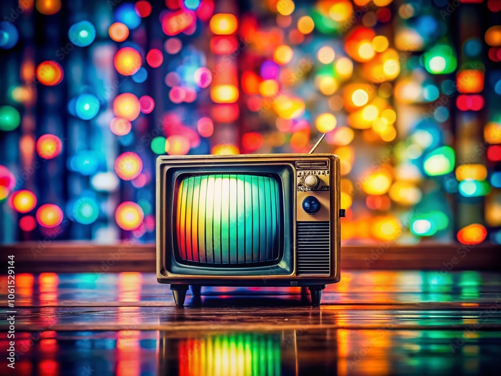 Ilustración de Stock Vintage Analog TV Screen with VHS Noise in Tilt ...