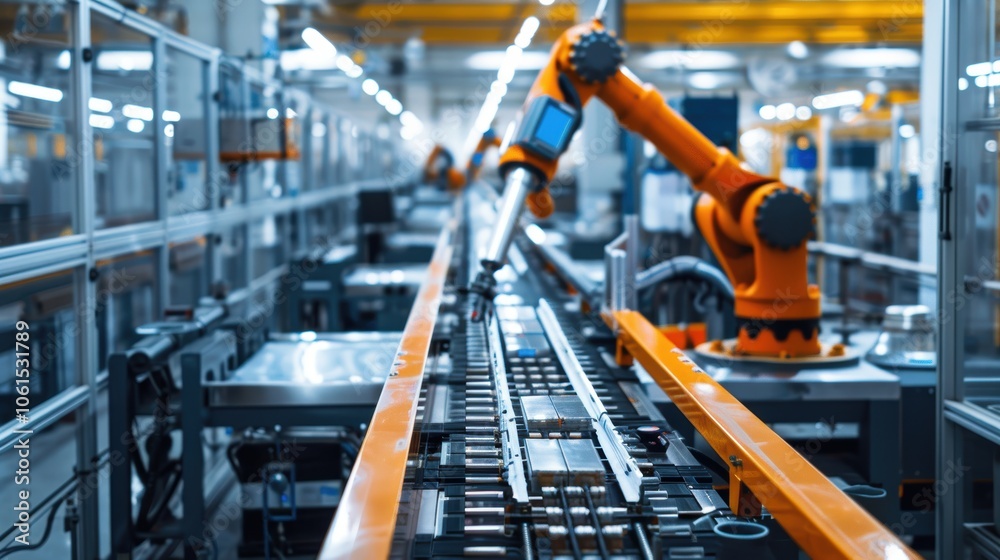 A modern factory utilizes advanced robotic systems for automated production of bioplastic ...