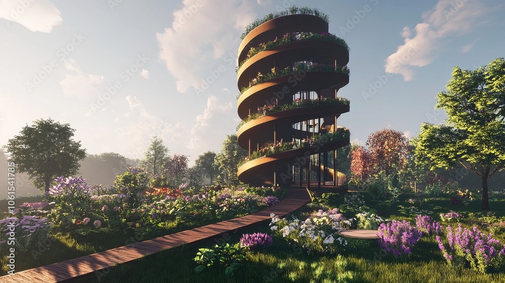 Eco-Tower with Spiral Ramp and Vertical Gardens: A Vision of ...