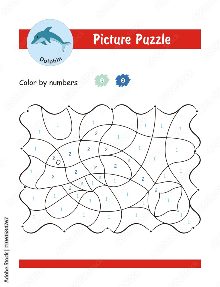 Picture puzzle and color by numbers worksheet. Coloring page for ...