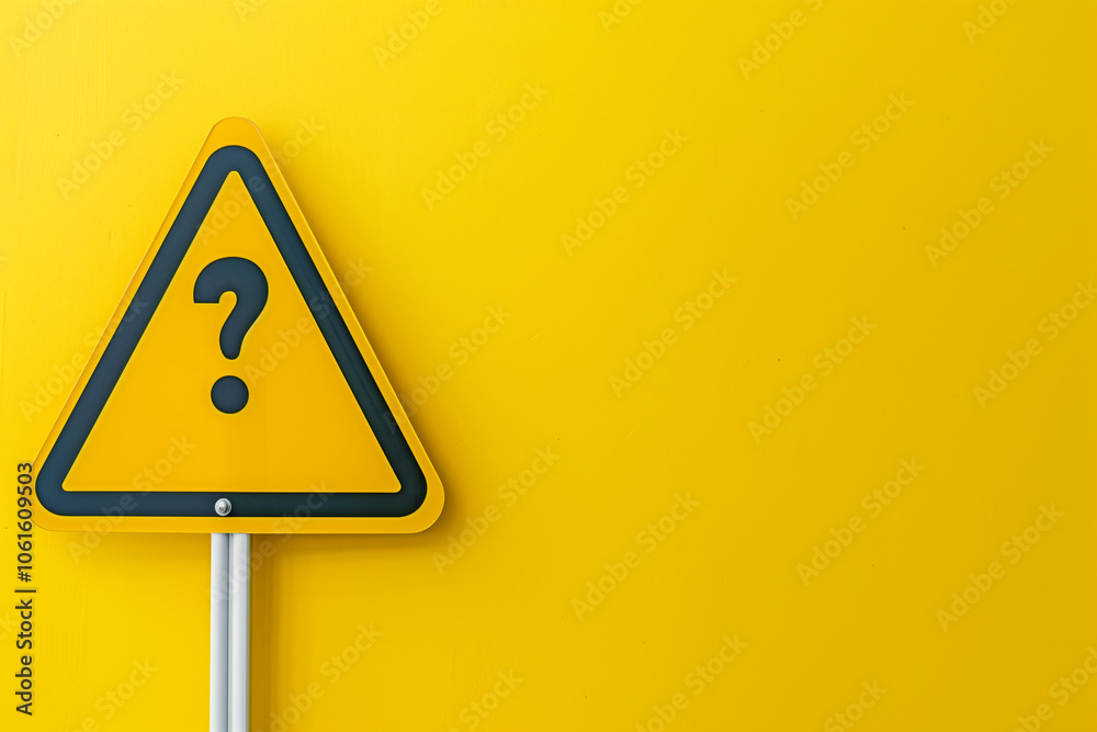 White caution warning sing on yellow background with copy space for ...