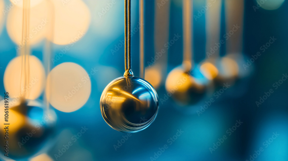 Dynamic newton cradle physics, kinetic science pendulum balance motion ...