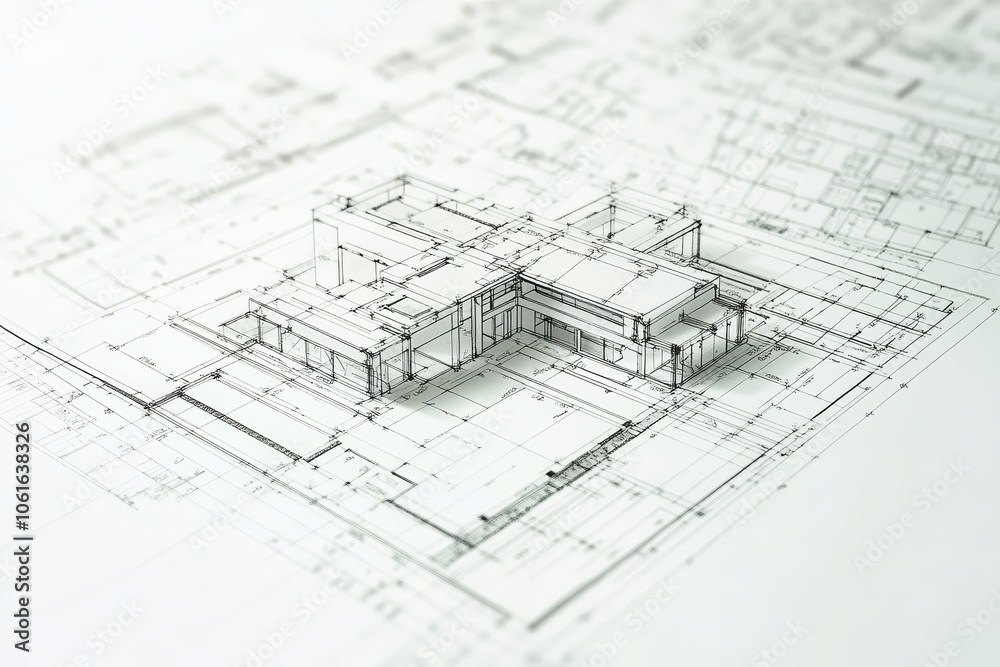 Architectural Blueprint of a Modern Home: A detailed blueprint of a ...