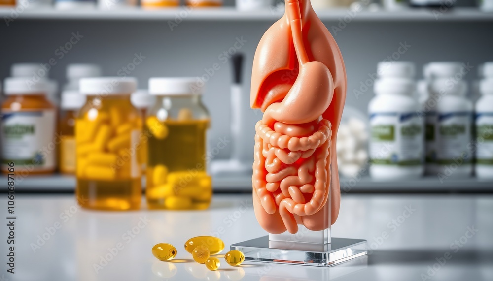 Medical anatomical plastic 3d model of human digestive system on a ...