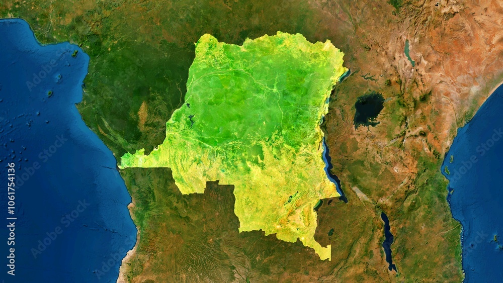 4K Democratic Republic of The Congo Territory Map in Africa, High ...