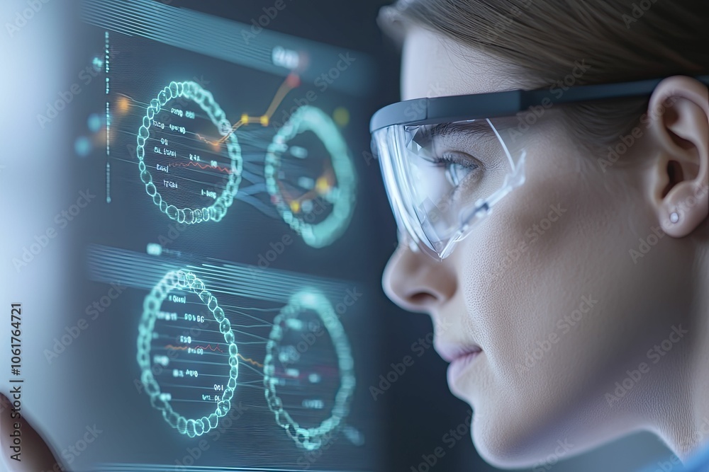 Augmented reality interfaces display genetic data, enabling users to engage with their health ...