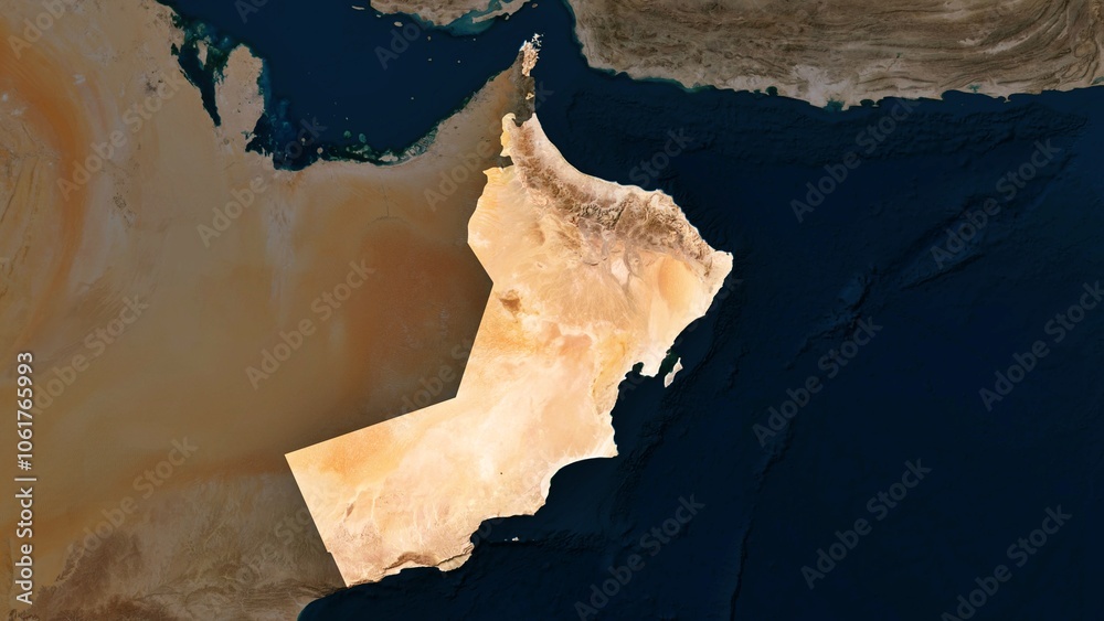 4K Oman Territory Map in Asia, High Resolution Satellite View ...