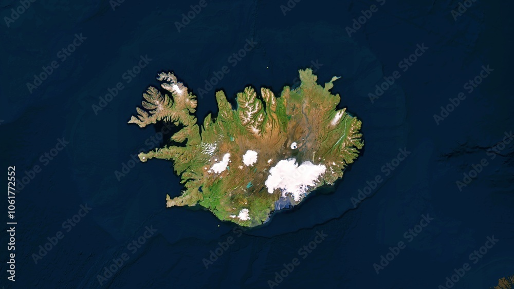 4K Iceland Territory Map, High Resolution Satellite View, Widescreen 4K Resolution Stock ...