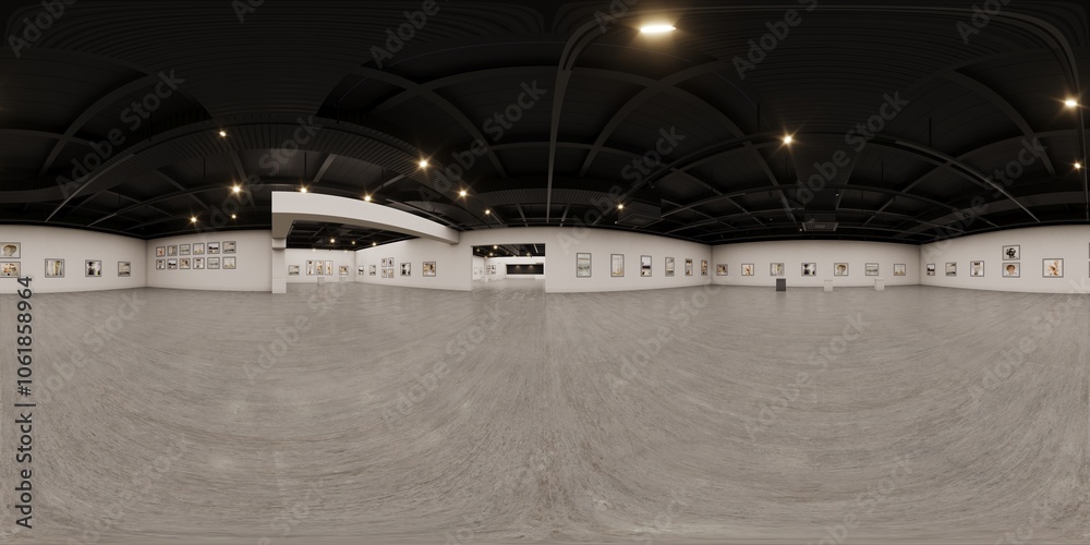 Full spherical hdri panorama 360 degrees of empty exhibition space ...