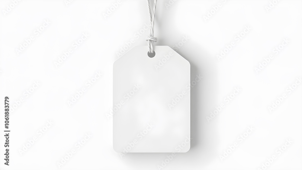 Rectangle white tag mockup, close up. Blank paper rectangular price tag ...