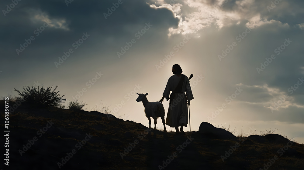 The parable of the lost sheep - Words of Jesus, Bible story Stock ...