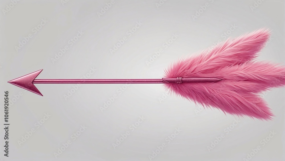 Pink feathered arrow on soft gradient background: a symbol of elegance ...