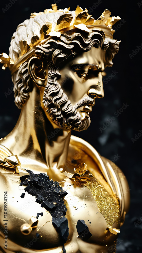 shattered divine luxury golden porcelain Michel Angelo statue of a ...