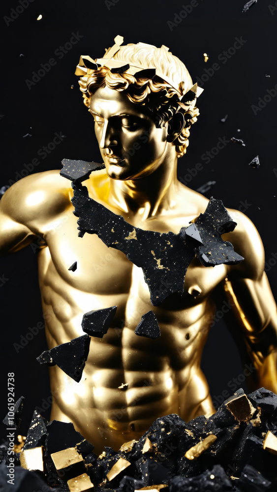 shattered divine luxury golden porcelain Michel Angelo statue of a ...