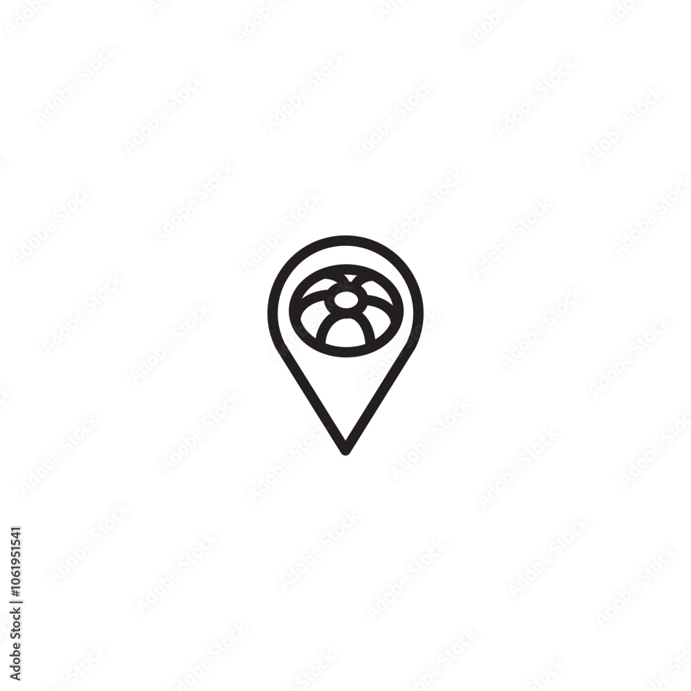 เวกเตอร์ Stock Beach location icon. Beach marker symbol. Beach point ...
